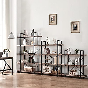 HOMISSUE 4-Tier Bookshelf，Vintage Industrial Book Shelf, Rustic Wood and Metal Bookcase and Bookshelves, Display Rack and Storage Shelf for Living Room Bedroom and Kitchen, Retro Brown