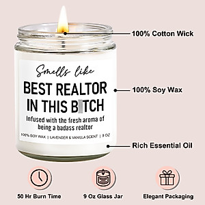 Younift Best Realtor Candle, Realtor Gifts for Women, Men, Realtor Gifts, Christmas, Closing Gifts for Realtors, Real Estate Agent Gifts, Funny Thank You Gifts for Realtor, Salesperson, Broker
