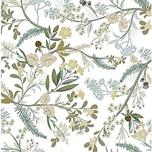 Guvana Floral Peel and Stick Wallpaper - Colorful Flowers and Leaves on White Background - Removable, Self-Adhesive Wallpaper for Room Decor - 16.14"x78.7" (1 Roll)