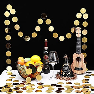 10 Pcs 131 ft Glitter Paper Circle Dots Circle Garlands Coin Garland Hanging Banners Dot Streamer Backdrop Background Decor for Birthday Baby Shower Wedding Party (Champagne Gold)