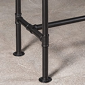 LOKKHAN Rectangular Dining Table for 4, (47.3" L x 41.3" H x 23.6" W), Heavy Duty Metal Pipe, Solid Wood Desktop, Home Kitchen Bar Office Cafe Pub, Rustic Industrial, Black & Brown