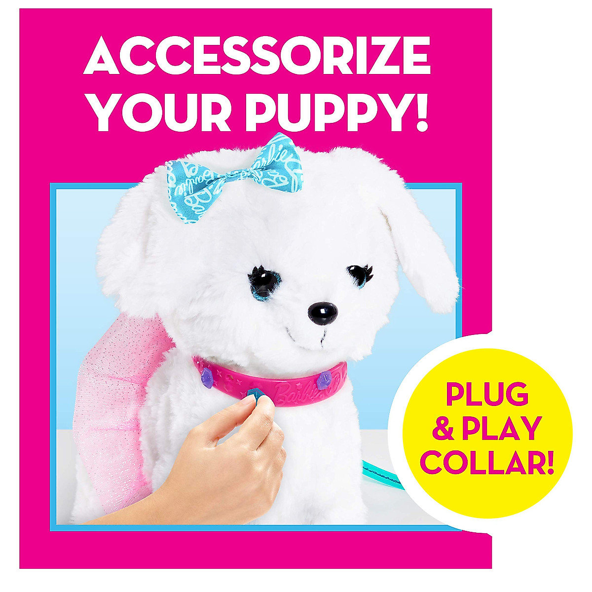 Barbie Walk & Wag Puppy Interactive Feature Plush, Walks, Barks, and Wags Tail Like a Real Dog, Kids Toys for Ages 3 Up by Just Play