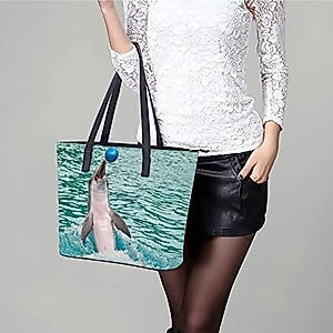 Womens Handbag Dolphin Leather Tote Bag Top Handle Satchel Bags For Lady