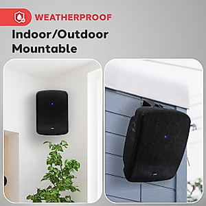 Pyle Outdoor Waterproof Wireless Bluetooth Speaker - 6.5 Inch Pair 2-Way Weatherproof Wall/Ceiling Mounted Dual Speakers w/Heavy Duty Grill, Universal Mount, Patio, Indoor Use PDWR64BTB (Black)