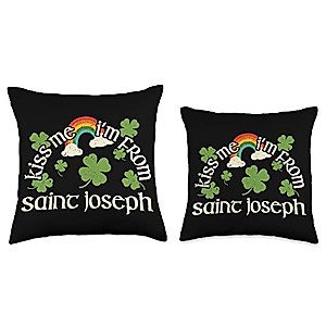 Saint Joseph Gift For St. Patty's Day Kiss Me Shamrock-City St. Patrick's Day Saint Joseph Throw Pillow, 18x18, Multicolor