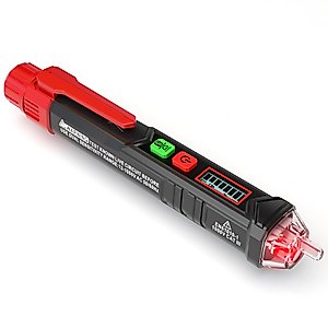 KAIWEETS HT100 Non Contact Voltage Tester AC Electricity Detect Pen 12V-1000V/48V-1000V Dual Range with LCD Display LED Flashlight Buzzer Alarm Wire Breakpoint Finder