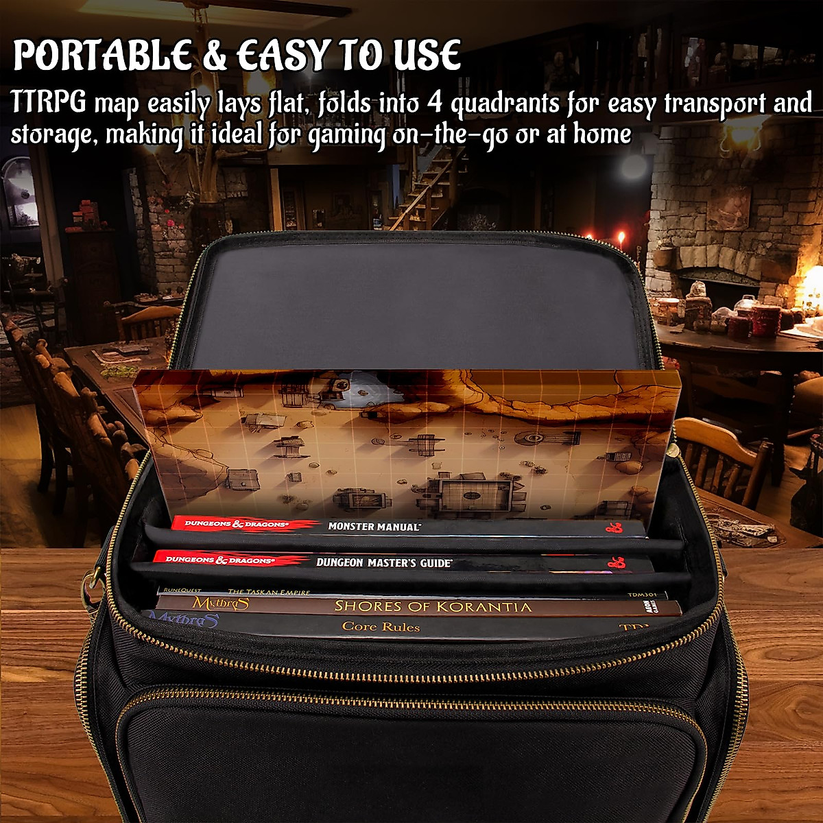 CZYY DND Foldable Mat Dry Erase TTRPG Map Grassland & Desert Two-Sided Cardboard Terrain 27x23 Inches with Square Grid - Portable, Reusable Game Board for D&D, Pathfinder and Tabletop RPGs (Style A)