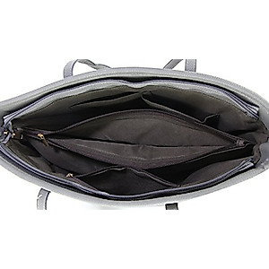 Simple Solid Color Pu Leather Top Handle Satchel Handbags for Women Shoulder Bags(Grey)