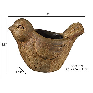 Classic Home and Garden Cement Buddies Indoor Outdoor Bird Planter, Rust, Large, 9"