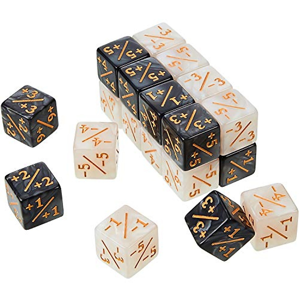 24 Pieces Dice Counters Token Dice Loyalty Dice Marble D6 Dice Cube Compatible with MTG, CCG, Card Gaming Accessory