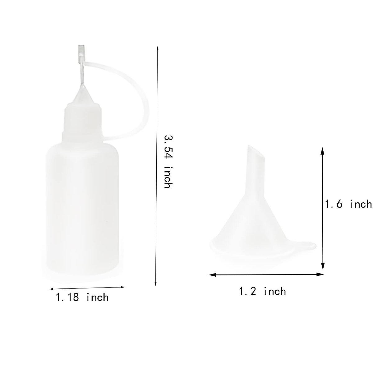 XYSMZM 12 Pcs 0.5 Ounce Precision Tip Applicator Bottles, 15ML Needle Tip Glue Bottles for DIY Paper Quilling Craft, with 2 Mini Funnel, White Lids