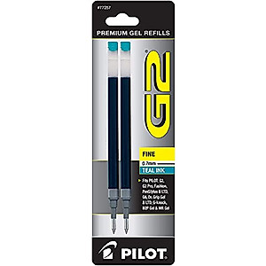 Value Pack of 6 - Pilot G2 Gel Ink Refills for Rolling Ball Pen, Fine Point, Teal (77257)