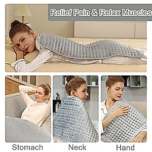 Heating Pad for Back Pain Relief, Electric Heating Pads for Cramps/Neck/Waist/Shoulder with 6 Heat Settings 4 Timers and Auto-Off,Moist & Dry Heat Optionf(33"x17",Sliver Gray)
