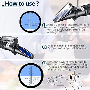 ALLmeter Grape Wine Refractometer Brix Alcohol Refractometer for Grape Wine Brewing Measure Sugar Content & Predict Alcohol Degree Dual Scale of 0-40% Brix & 0-25% vol Alcohol for Brewing Winemaking
