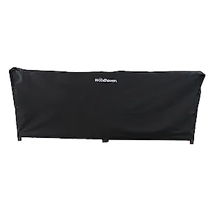 Woodhaven 10 Foot Waterproof Full Cover - Covers 1/2 Cord Plus Outdoor Firewood Rack - Reinforced Vinyl With Velcro Straps - Keeps Logs Dry (Black)