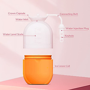 Ice Roller for Face and Eye, Face ice mold - Silicone Ice Mold for Face - Cold Facial Massage Roller Skin Care Tools for Eye Puffiness Relief, Brighten Lubricate Shrink Pores (Orange)