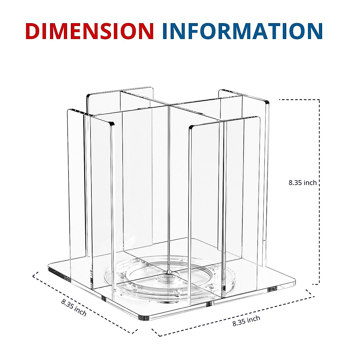 KOTEMON Cup and Lid Holder, 4 Compartment, Square | Rotating Coffee Cup Dispenser Lid Carousel for Restaurant, Buffet, Coffee Station, Bar, Countertop, Clear Acrylic
