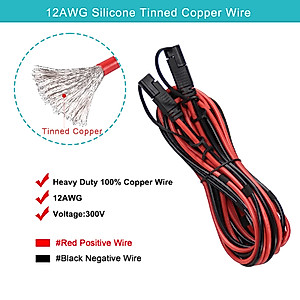 SAE Extension Cable 12AWG - 15FT SAE to SAE Extension Cord, SAE Power Automotive Extension Cable, SAE Connector 2Pin Quick Disconnect Wire Harness for Trolling Motor RV Battery Motorcycle Cars Tractor