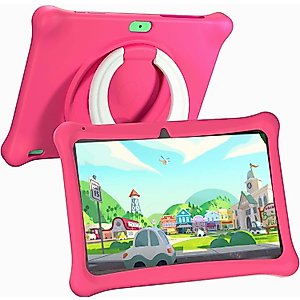 SGIN Tablet for Kids 2GB RAM 64GB ROM, 10 Inch Kids Tablet Android 12 with Case with Parental Control APP, Dual Camera, WiFi, Educational Games，iWawa Pre Installed （Pink）