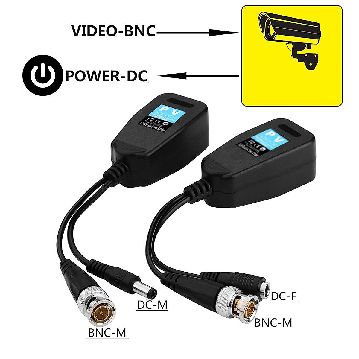 Passive Video Balun 4 Pairs RJ45 Transceiver Transmitter HD-CVI/TVI/AHD/CVBS with DC Built-in Transient Suppression Protection for 720P/960P/1080P/5MP CCTV Security DVR Surveillance Camera System