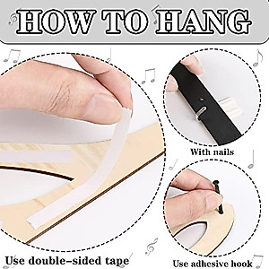 Yulejo 8 Pieces Treble Clef Wooden Wall Decor Black Music Notes Art Hanging Note Wood Decorations for Home Decorative Musical Studio Party