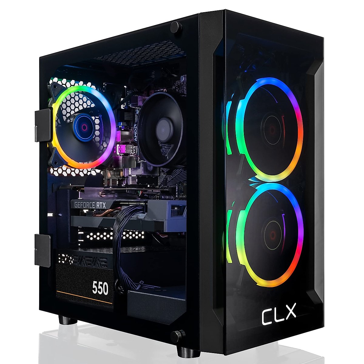 CLX Set Gaming Desktop - AMD Ryzen 7 5700X 3.4GHz 8-Core Processor, 16GB DDR4 Memory, GeForce RTX 3050 8GB GDDR6 Graphics, 500GB SSD, 2TB HDD, WiFi, Windows 11 Home 64-bit