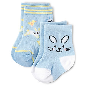 The Children's Place Baby Boys and Newborn Easter Midi Socks, Blue Bunny, 6-12 Months