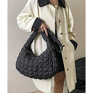 Women Quilted Tote Bag Large Capacity Crossbody Puffer Lightweight Padding Shoulder Bag Hobo Satchel Handbag Zip Purse