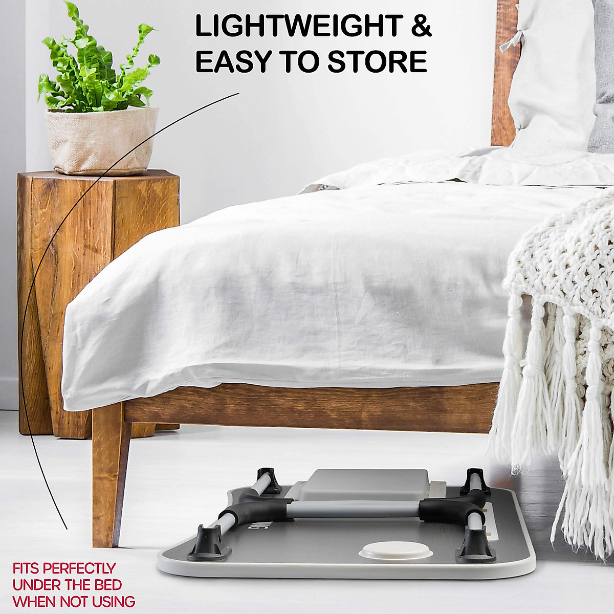 Lap Desk, Foldable Desk Bed Tray, Standing Desk, Laptop Desk, TV Tray Tables for Eating, Bed Table, Bed Desk, Breakfast Tray, Laptop Stand for Bed and Couch, Portable Desk for Dinner, Reading, (Gray)