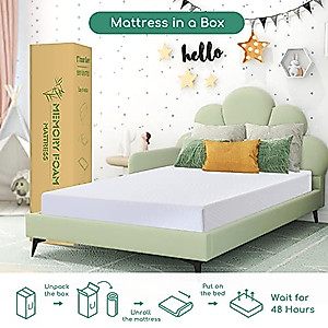 Airdown Full Mattress, 6 Inch Memory Foam Mattress in a Box for Kids, Medium Firm Green Tea Gel Mattress Full Size for Bunk Bed, Trundle Bed, Guest Room White