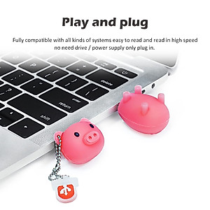 64GB USB Flash Drive Cute Pink Piggy Model Memory Stick, BorlterClamp Lovely Thumb Drive Pen Drive Gifts for Friends and Children
