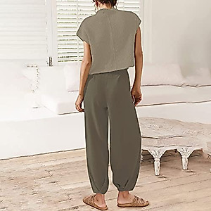 Women's Two Piece Outfits Sweater Sets Knit Pullover Tops and High Waisted Pants Tracksuit Lounge Sets cargo pants women 2023 outfits