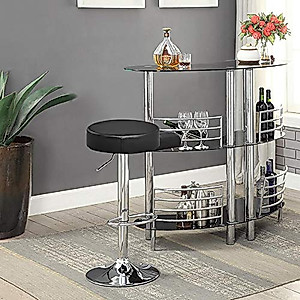 COSTWAY Bar Stool, Modern Swivel Backless Round Barstool, PU Leather Armless bar Chair with Height Adjustable, Chrome Footrest, Sturdy Metal Frame for Kitchen Dining Living Bistro Pub (Black, 1 pc)