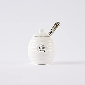Mud Pie Honey Pot Serving Set, 4x3, White