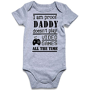 UNICOMIDEA Unisex Baby Clothes I Am Proof Daddy Doesn't Play Video Games All The TIME Infant Bodysuit Classic Baby Girls Rompers Member Baby Boy Bodysuit