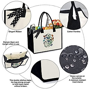 Canvas Tote Bag for Women Mom Mother Teachers Gifts, Personalized Large Tote Beach Bags For Birthday Wedding, Initial Totes Bag Custom for Friend Bride Bridesmaid