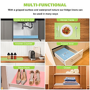 8pcs Refrigerator Liners for Shelves Washable, Fridge Shelf Liners Nonslip, Refrigerator Mats Liner for Glass Shelves, Shinywear Fridge Liners for Freezer Cupboard Cabinet Drawer, 4 Color