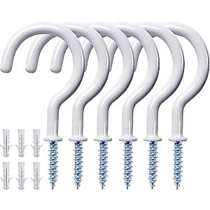Etoolia 50 Pcs Ceiling Hooks for Hanging Plants - 2.9 inches Plant Hooks Heavy Duty, Hanging Hooks for Christmas Lights, Cups, Decors - White Vinyl Coated Screw in Plant Hanger Hook Indoor and Outdoor
