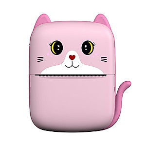 Thermal Mini Printer, Wireless Inkless Sticker & Label Maker with Tape, Bluetooth Machine Buddy for Phone iOS&Android, Free Cut Pocket Printer for Notes&Children DIY, Instant Photo Printing (Pink)