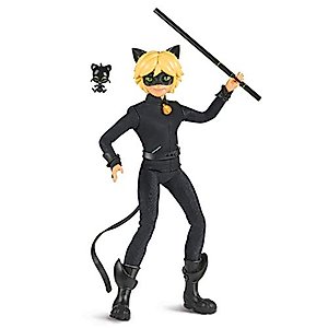Miraculous Ladybug and Cat Noir Toys Cat Noir Fashion Doll | Articulated 26cm Cat Noir Doll with Accessories Kwami | Adrien Superhero Cat Noir Figurine | Bandai Dolls Range