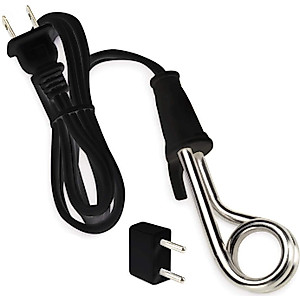 Lewis N. Clark Portable Immersion Water Heater, Electric Kettle Alternative for Coffee, Tea + Hot Chocolate, Camping, Travel + Office w/Travel Adapter, Black