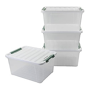 Jekiyo 32 Quart Clear Storage Boxes with Lid, 4 Packs, Multipurpose Plastic Storage Containers