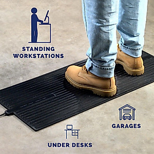 Cozy Products Electric Foot Warmer Mat-Heated Rubber Pad, Small Portable Floor Heater, for Home, Office, Garage, Car Use, 135 Watts, 8 lbs, 36.5" x 16" x 0.25", Black