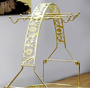 fanquare Mug Holder, Golden Coffee Mug Rack, Metal Cup Holder Stand, Coffee Mug Drainer with 6 Mug Hooks, Storage Drying Rack for Counter