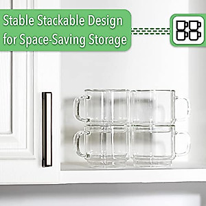 BTaT- Stackable Insulated Coffee Mugs, Glass Tea Mugs, Set of 4 (12 oz, 350 ml), Double Wall Glass Coffee Cups, Tea Cups, Latte Cups, Beer Glasses, Latte Mug, Clear Mugs, Mother's Day Gift