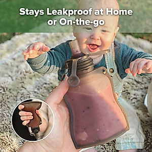 haakaa Silicone Refillable Squeezy Baby Food Yummy Pouch Homemade Organic Food for Babies/Toddlers/Kids, 2 Pack 4 oz, Grey