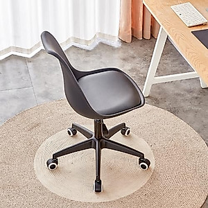 AISYKOD Black Desk Chair, Plastic Home Office Chair, Acrylic Rolling Chair, Swivel Plastic Chairs for Office, Home, Make Up, Small Space, Bed Room, Living Room