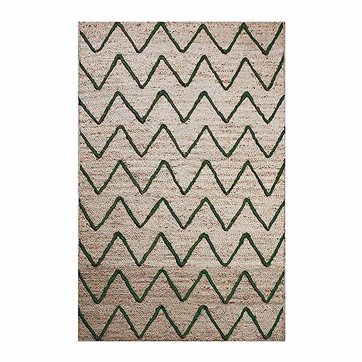 CASAVANI Natural Fiber Collection Runner Area Rug - 4' x 10' Ft Beige & Green Geometric Braided Jute Rug 0.27-inch Thick, Ideal for High Traffic Areas in Hallway & Stair, Outdoor Yoga Mat,