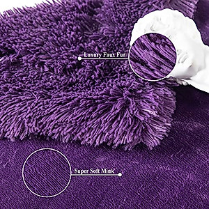 GONAAP Fuzzy Faux Fur Throw Blanket Purple Super Soft Cozy Plush Fuzzy Shaggy Blanket for Couch Sofa Bed (Purple, Throw(50"x60"))