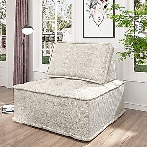 Mixoy Modular Sectional Sofa, Couch for Living Room Office Apartment Resting,1 PCS DIY Combination Oversized Sleeper Sofa Bed, Comfy Floor Couch | Beige